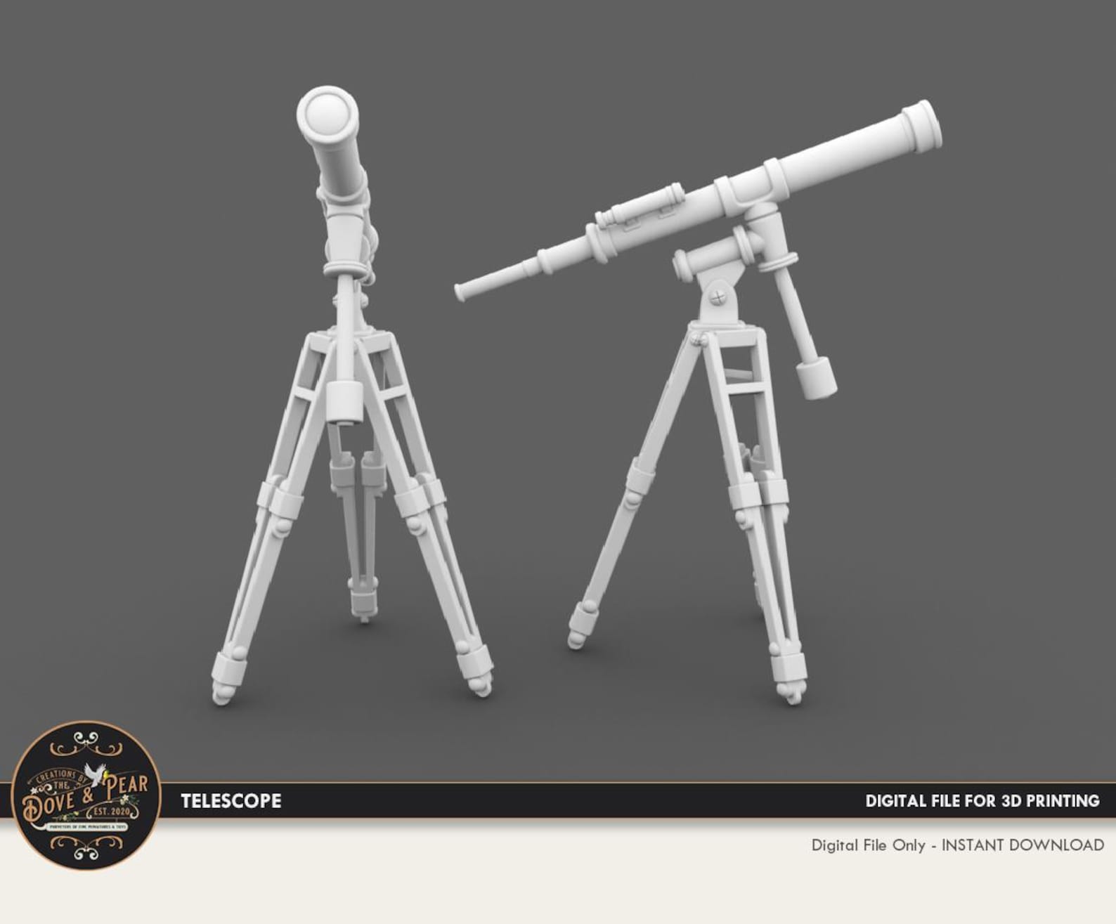 1:12 Telescope Stargazing Astronomy Dollhouse Miniature - 3D STL PRINT ...