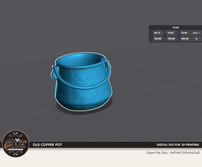 1:12 Old Copper Pot Dollhouse Miniature 3D STL PRINT File Instant ...