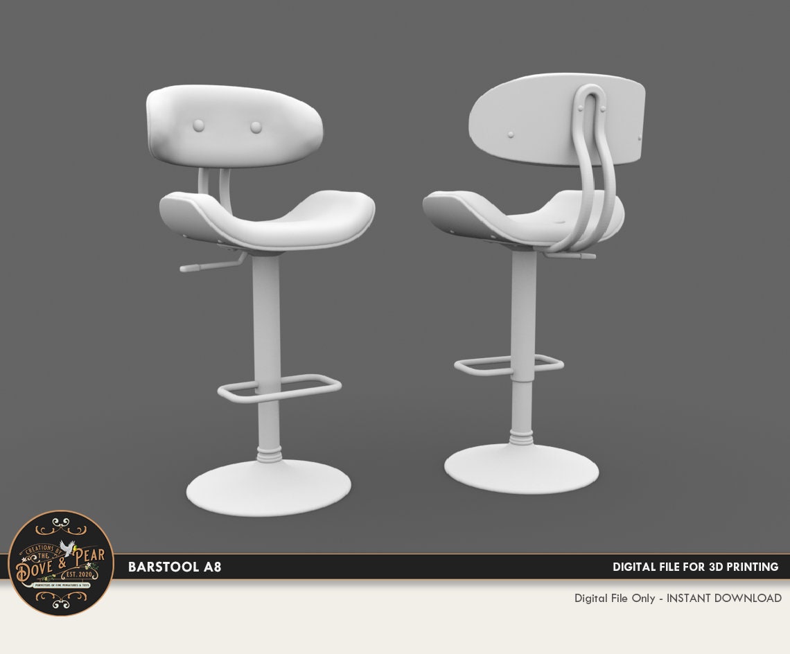 1:12 Barstool A8 Dollhouse Miniature - 3D STL PRINT File Instant ...