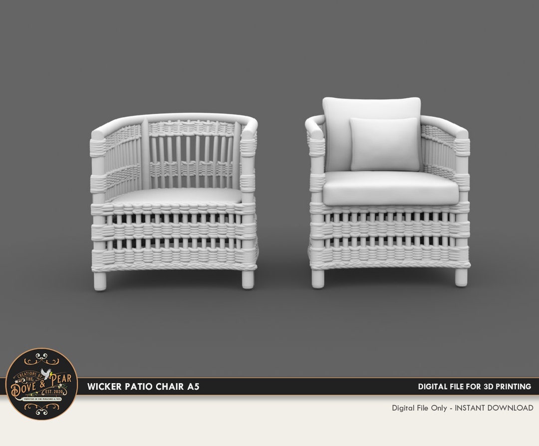 1:12 Wicker Patio Chair A5 Dollhouse Miniature - 3D STL PRINT File Instant Download - Etsy