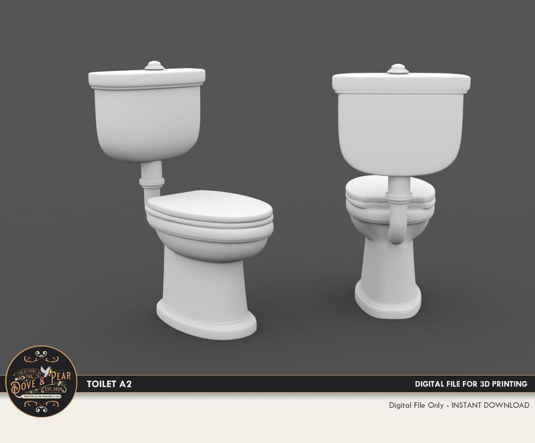 1:12 Toilet A2 Dollhouse Miniature - 3D STL PRINT File Instant Download ...