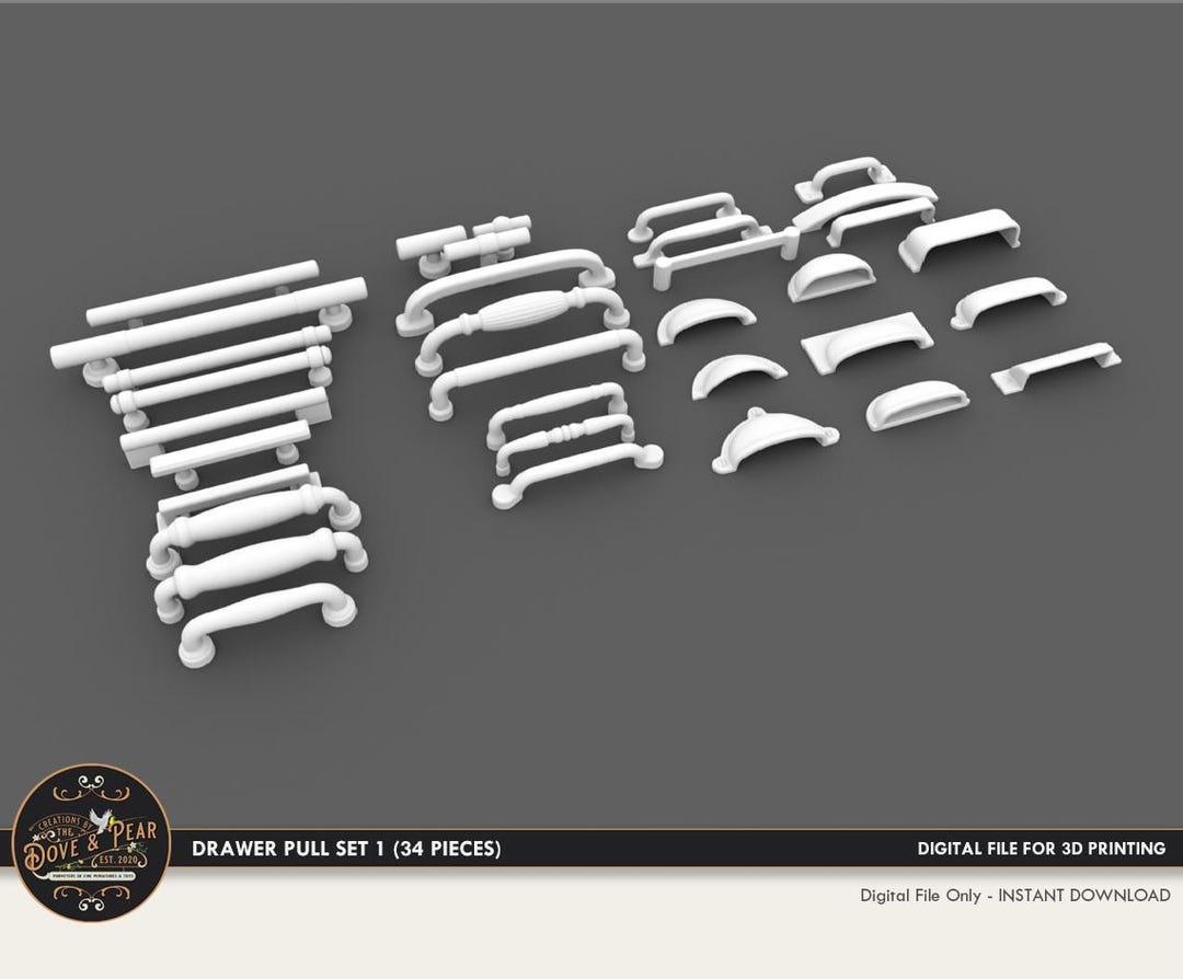 1:12 Drawer Pulls and Handles Knobs Set A1 for Dressers, Drawers ...