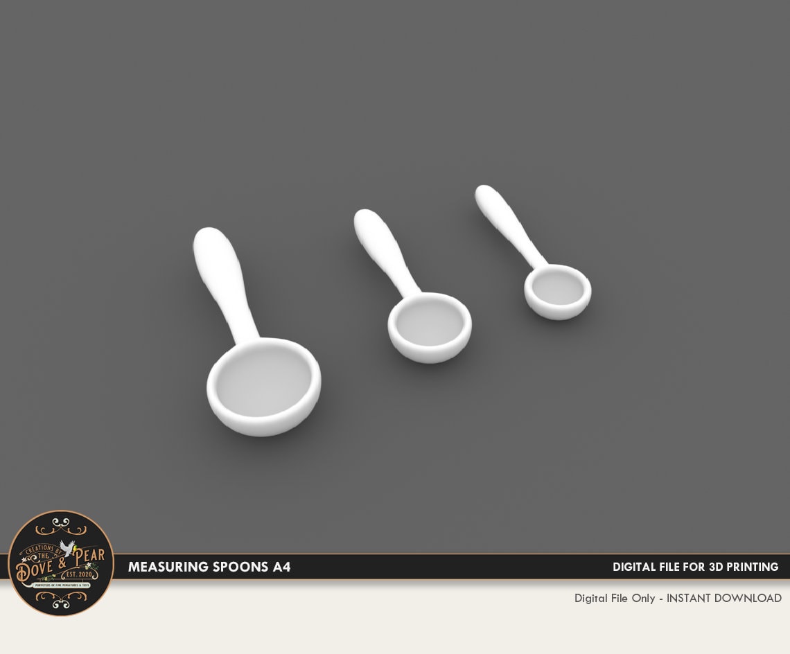 1:12 Measuring Spoons Dollhouse Miniature 3D STL PRINT File Instant ...
