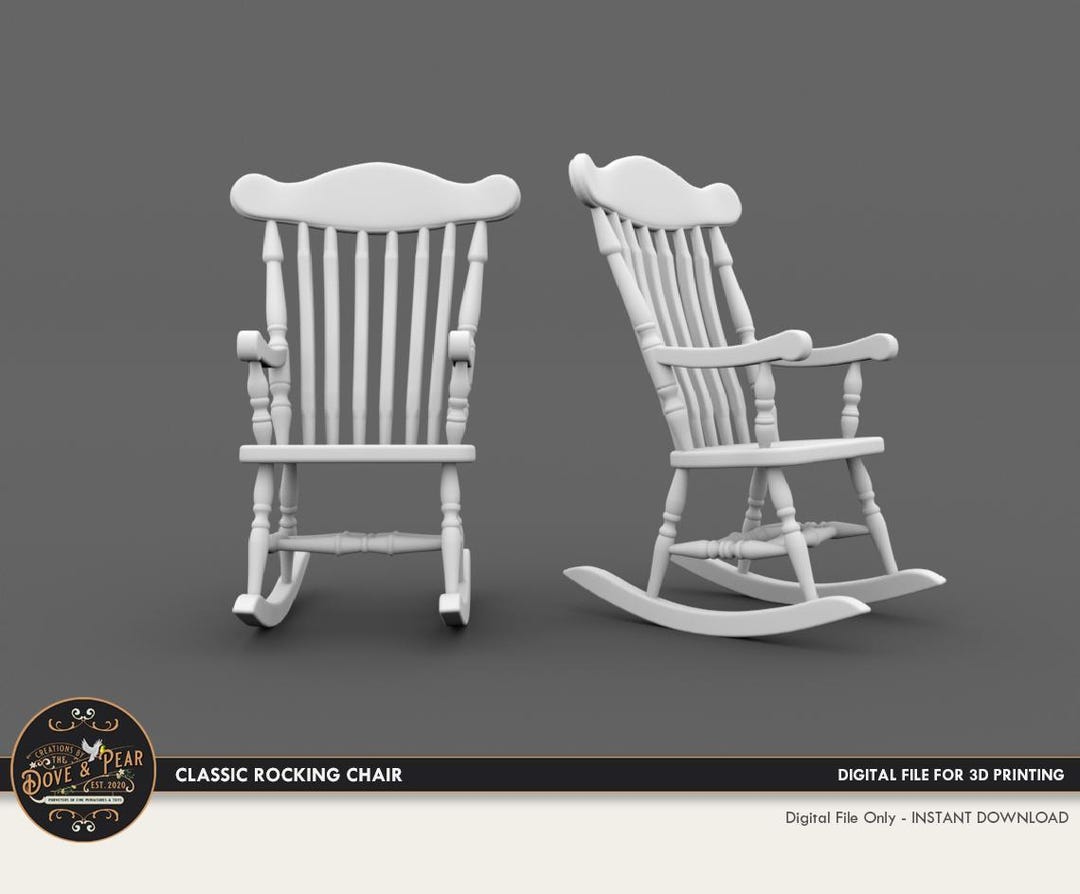 1:12 Classic Rocking Chair Dollhouse Miniature - 3D STL PRINT File ...