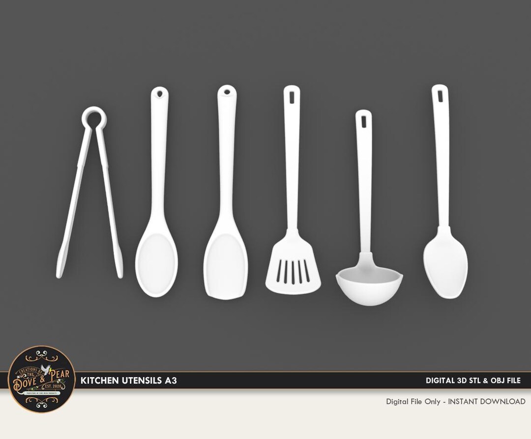 1:12 Kitchen Utensils A3 Dollhouse Miniature - 3D STL PRINT File ...