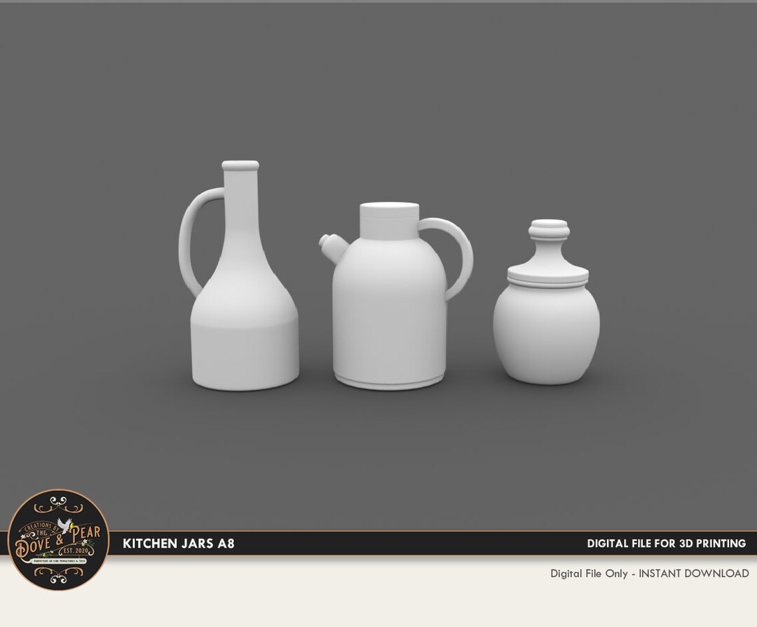 1:12 Kitchen Jars A8 Dollhouse Miniature 3D STL PRINT File Instant ...