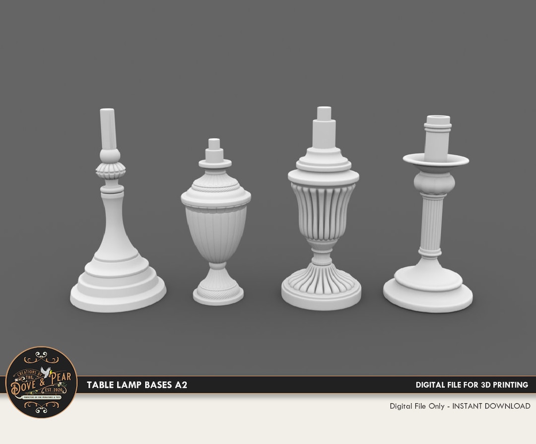 Dollhouse Table Lamp Base Set A2: 3D Print STL File (digital Download ...