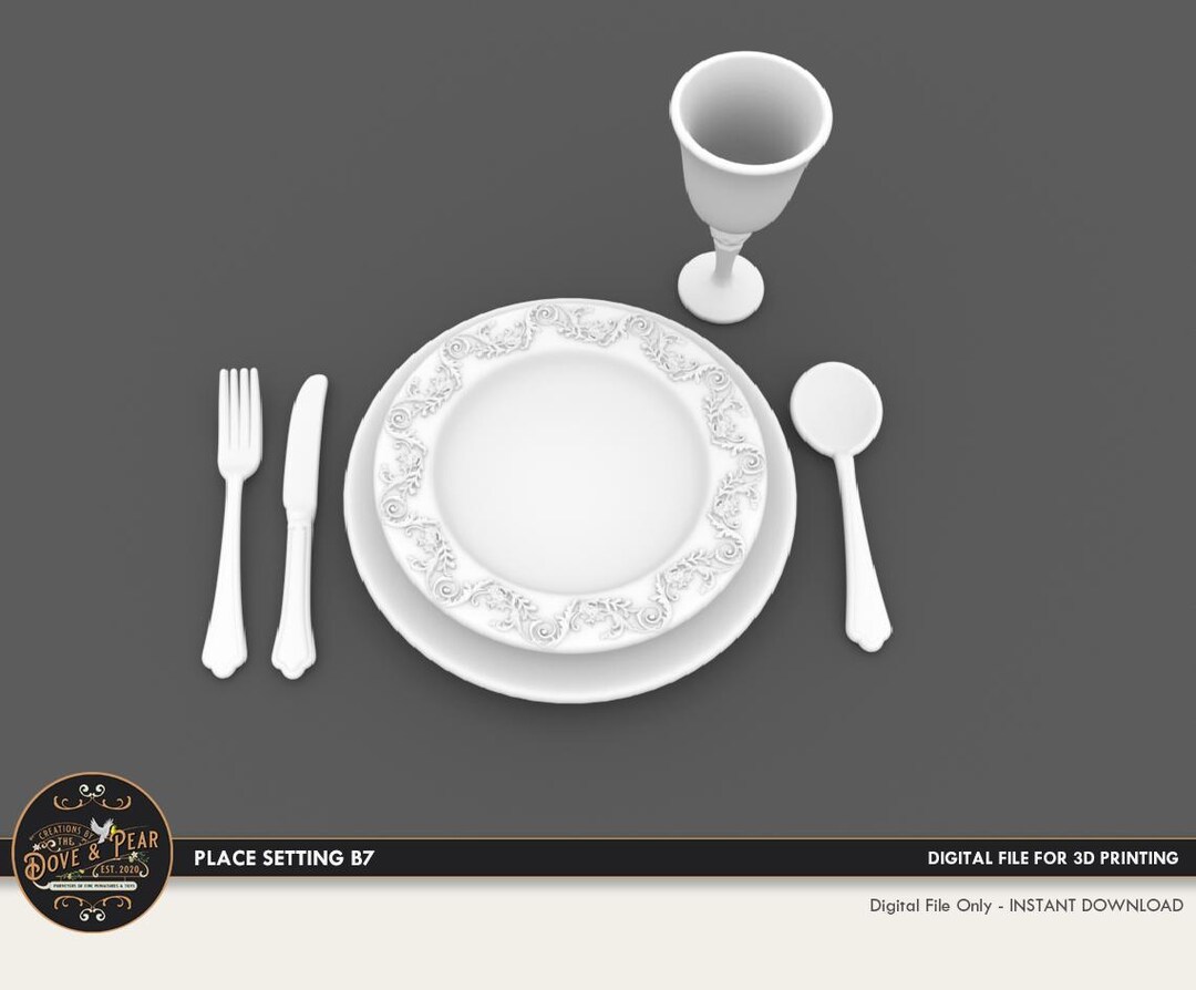 Dollhouse Miniature Place Setting: 3D Print STL File - Etsy