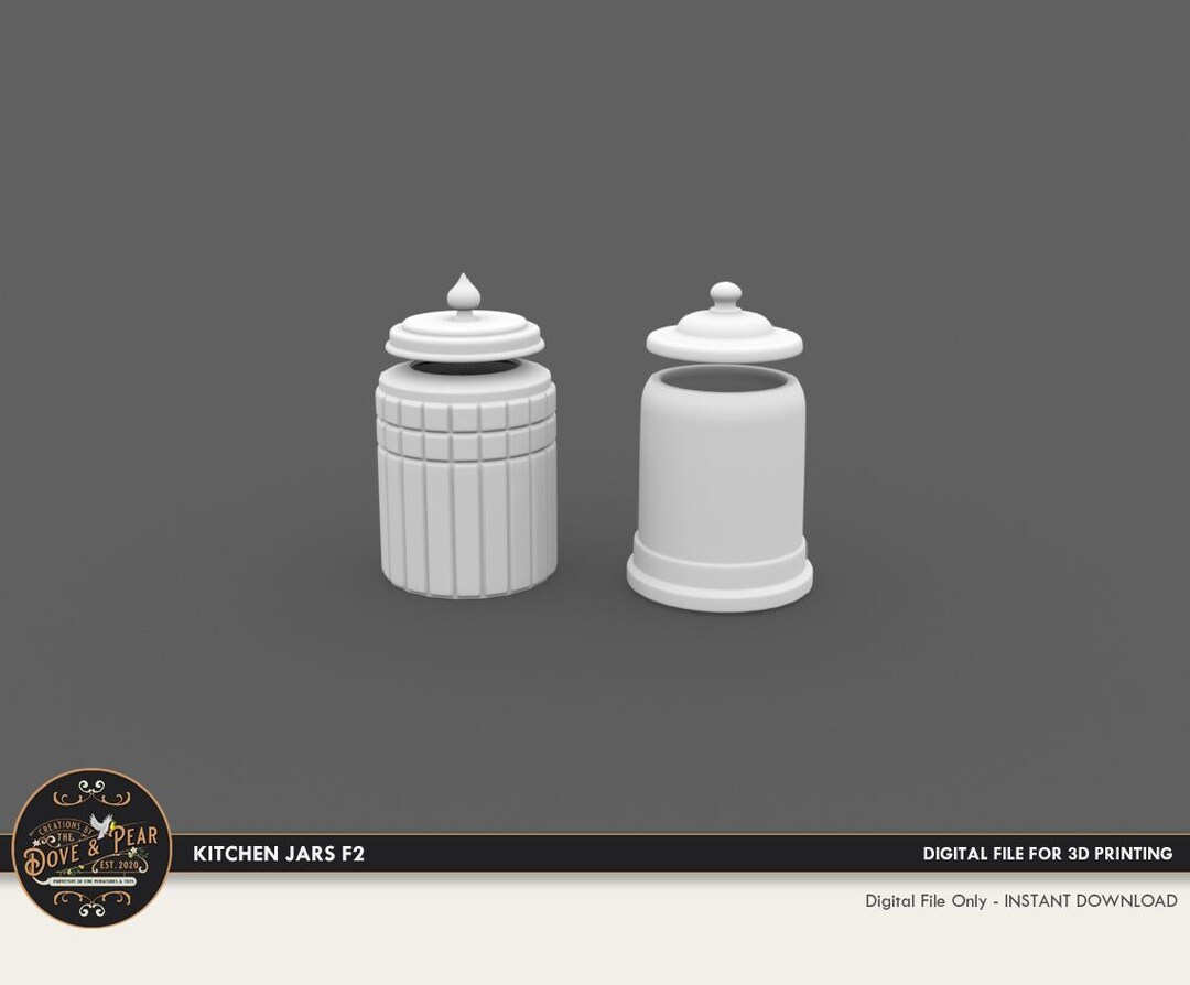 1:12 Kitchen Jars F2 Dollhouse Miniature - 3D STL PRINT File Instant ...