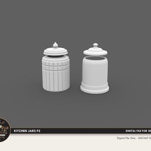 1:12 Kitchen Jars F2 Dollhouse Miniature - 3D STL PRINT File Instant ...