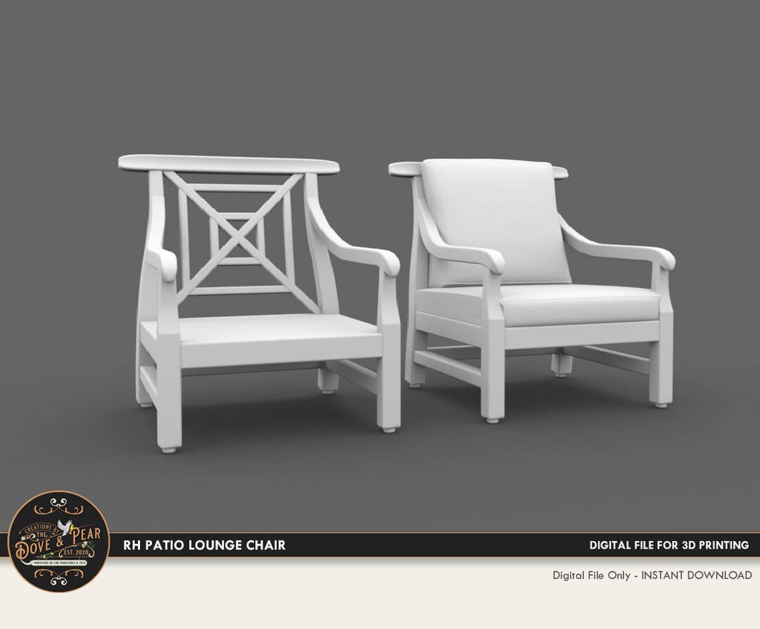 1:12 RH Outdoor Lounge Chair Dollhouse Miniature - 3D STL PRINT File ...
