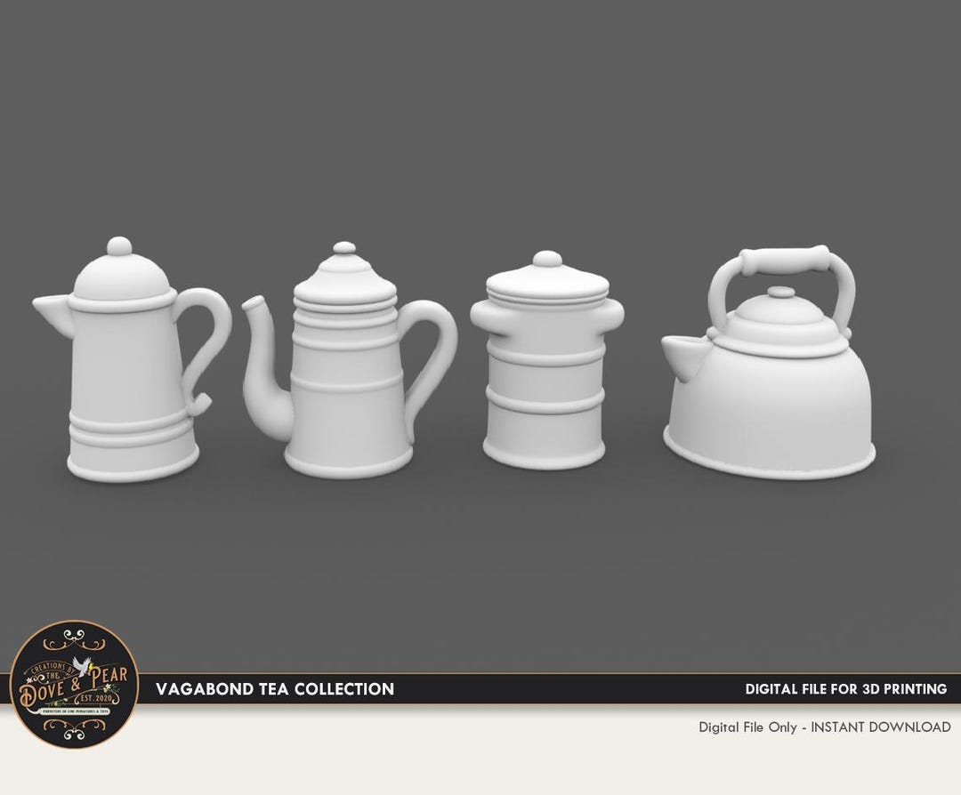 1:12 Vagabond Tea Set Dollhouse Miniature - 3D STL PRINT File Instant ...