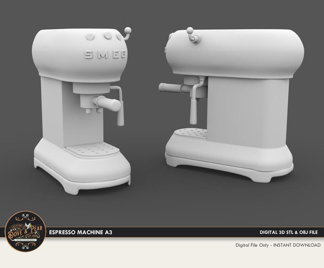 1:12 Espresso Machine A3 Dollhouse Miniature - 3D STL PRINT File ...