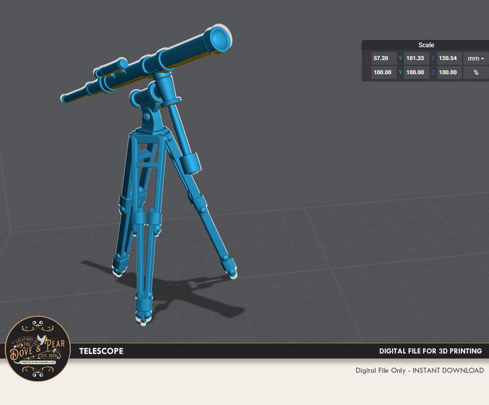 1:12 Telescope Stargazing Astronomy Dollhouse Miniature - 3D STL PRINT ...