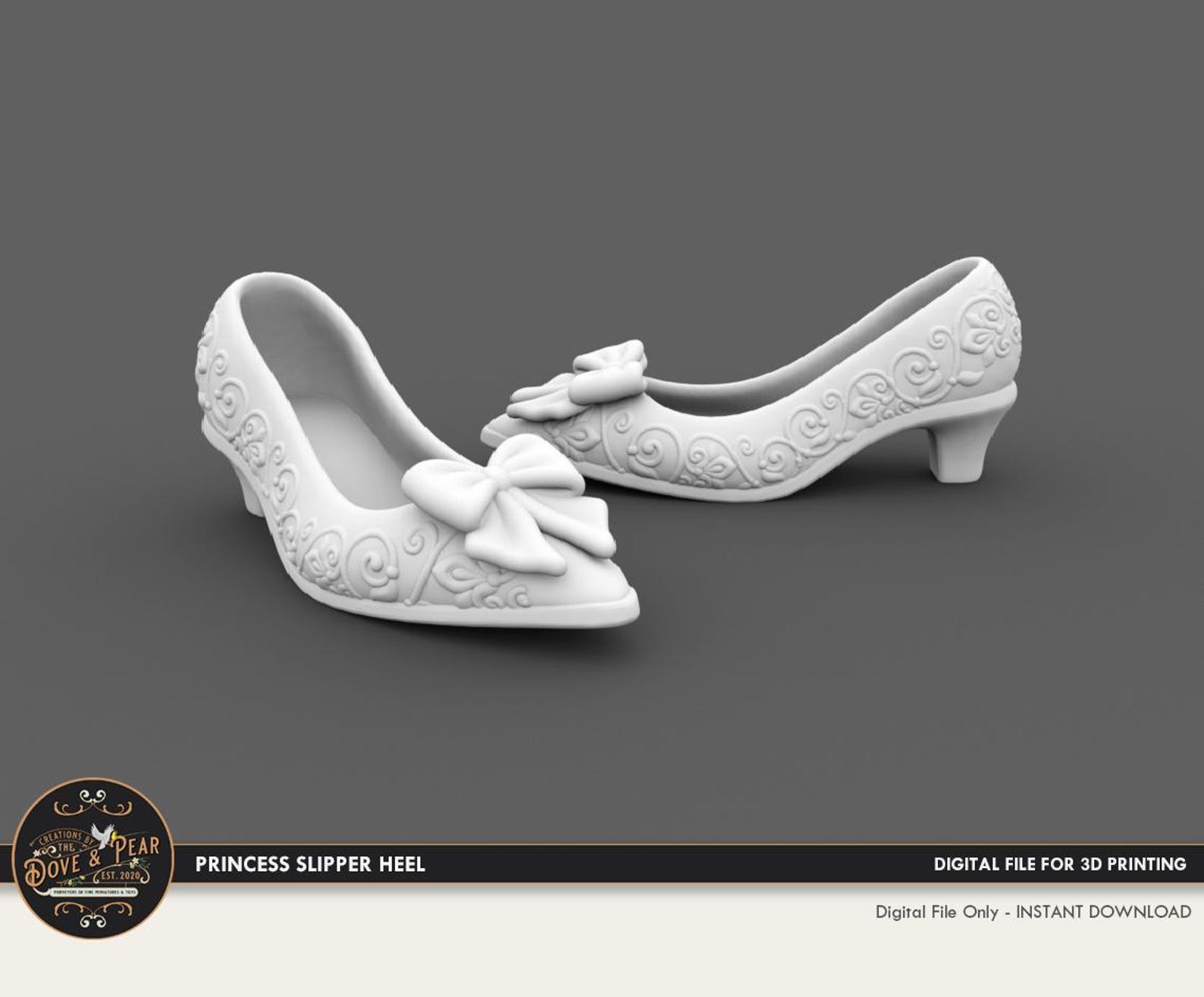 Dollhouse Princess Slipper Heel Shoes: 3D Print STL File - Etsy