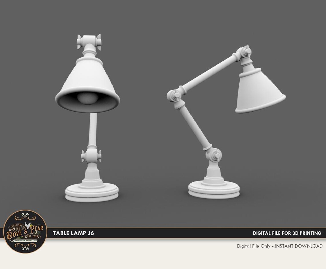 1:12 Table Lamp J6 Dollhouse Miniature - 3D STL PRINT File Instant ...