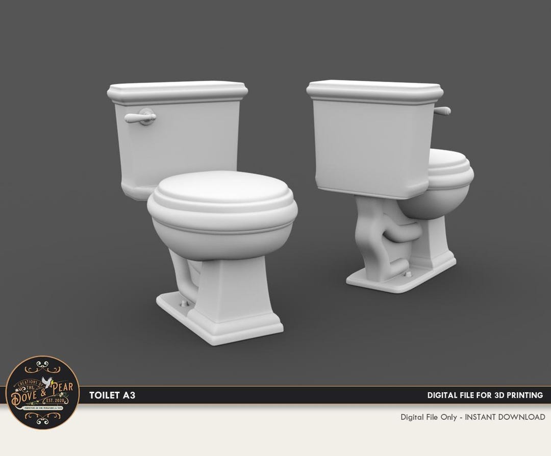 1:12 Toilet A3 Dollhouse Miniature - 3D STL PRINT File Instant Download ...
