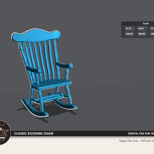 1:12 Classic Rocking Chair Dollhouse Miniature - 3D STL PRINT File ...