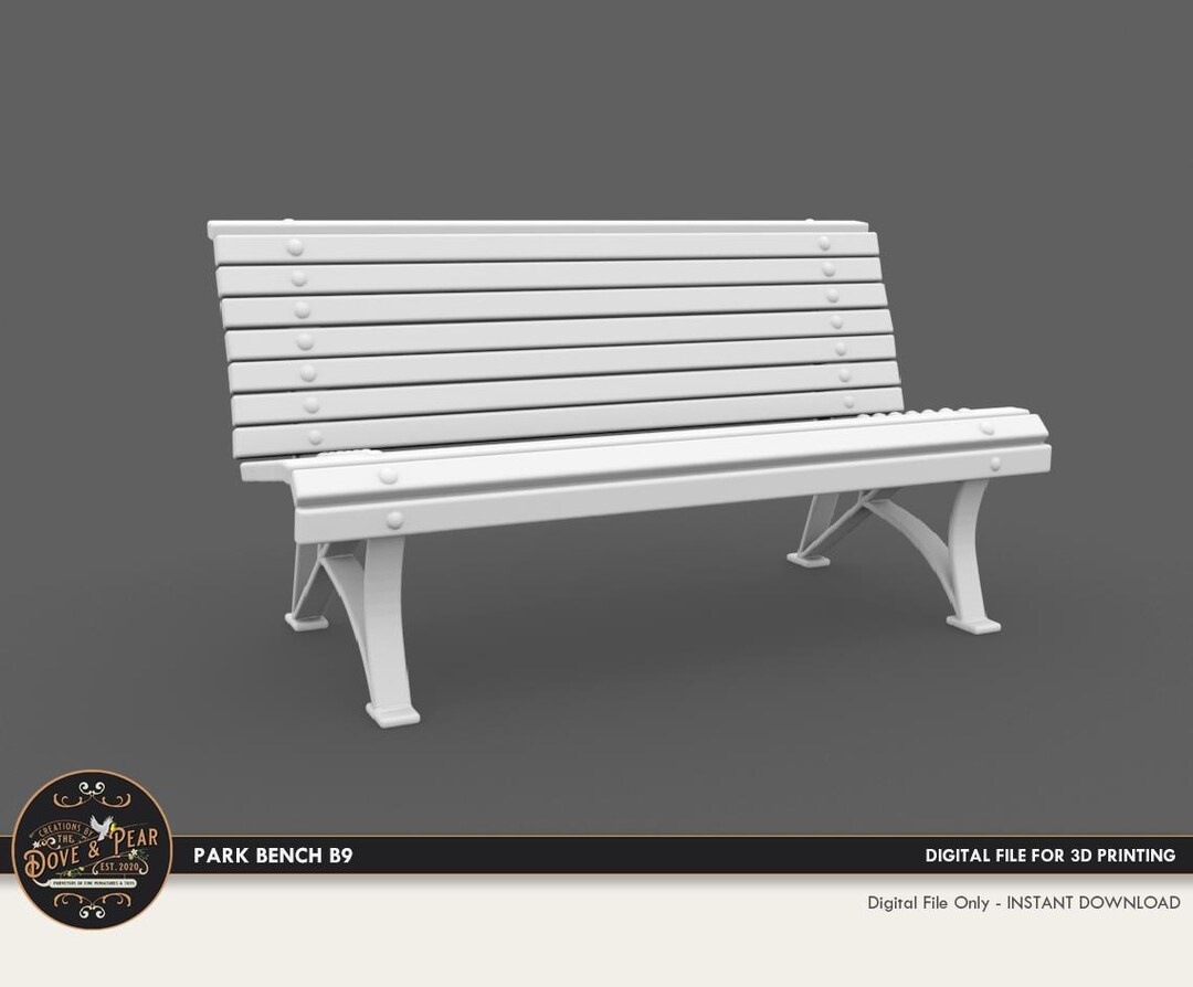 1:12 Park Bench B9 Dollhouse Miniature - 3D STL PRINT File Instant ...