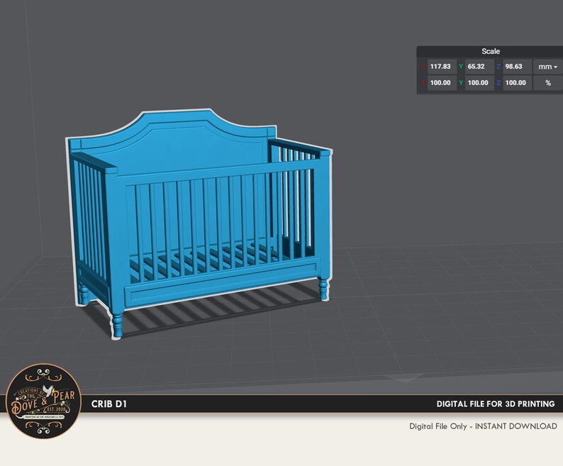 1:12 Crib D1 Dollhouse Miniature - 3D STL PRINT File Instant Download ...