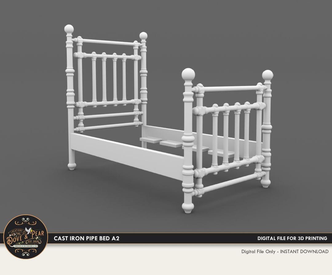 1:12 Cast Iron Pipe Bed A2 Dollhouse Miniature - 3D STL PRINT File Instant Download - Etsy