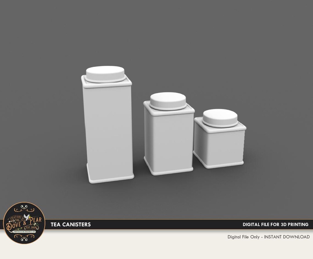 1:12 Tea Canisters Dollhouse Miniature - 3D STL PRINT File Instant ...