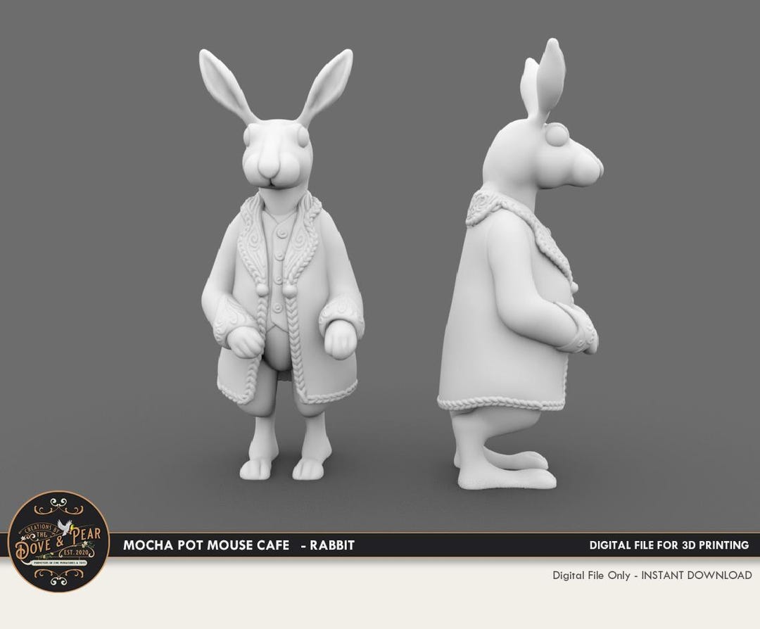 1:12 Rabbit Character Add on for Mocha Pot Cafe Dollhouse Miniature 3D ...