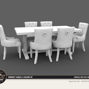 1:12 Dining Table & Chairs E7 Dollhouse Miniature - 3D STL PRINT File ...