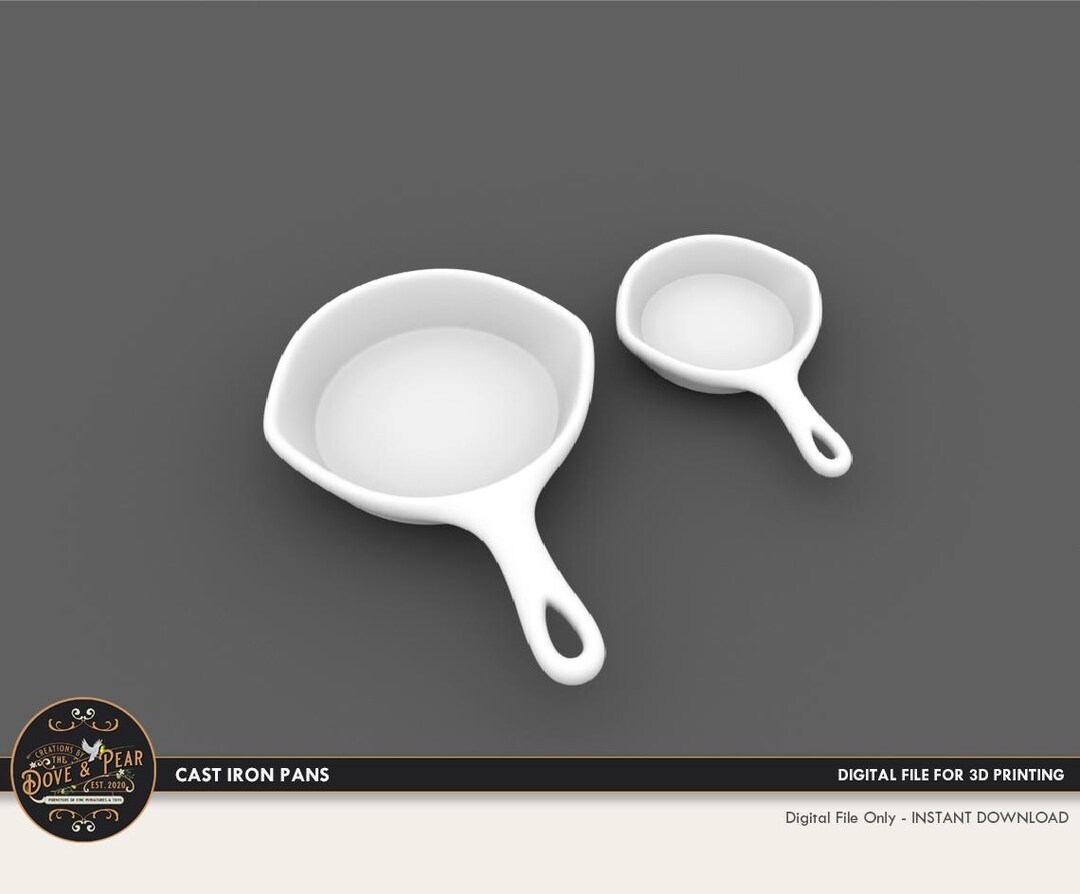 1:12 Cast Iron Pans Frying Pans for Kitchen Collection Dollhouse ...