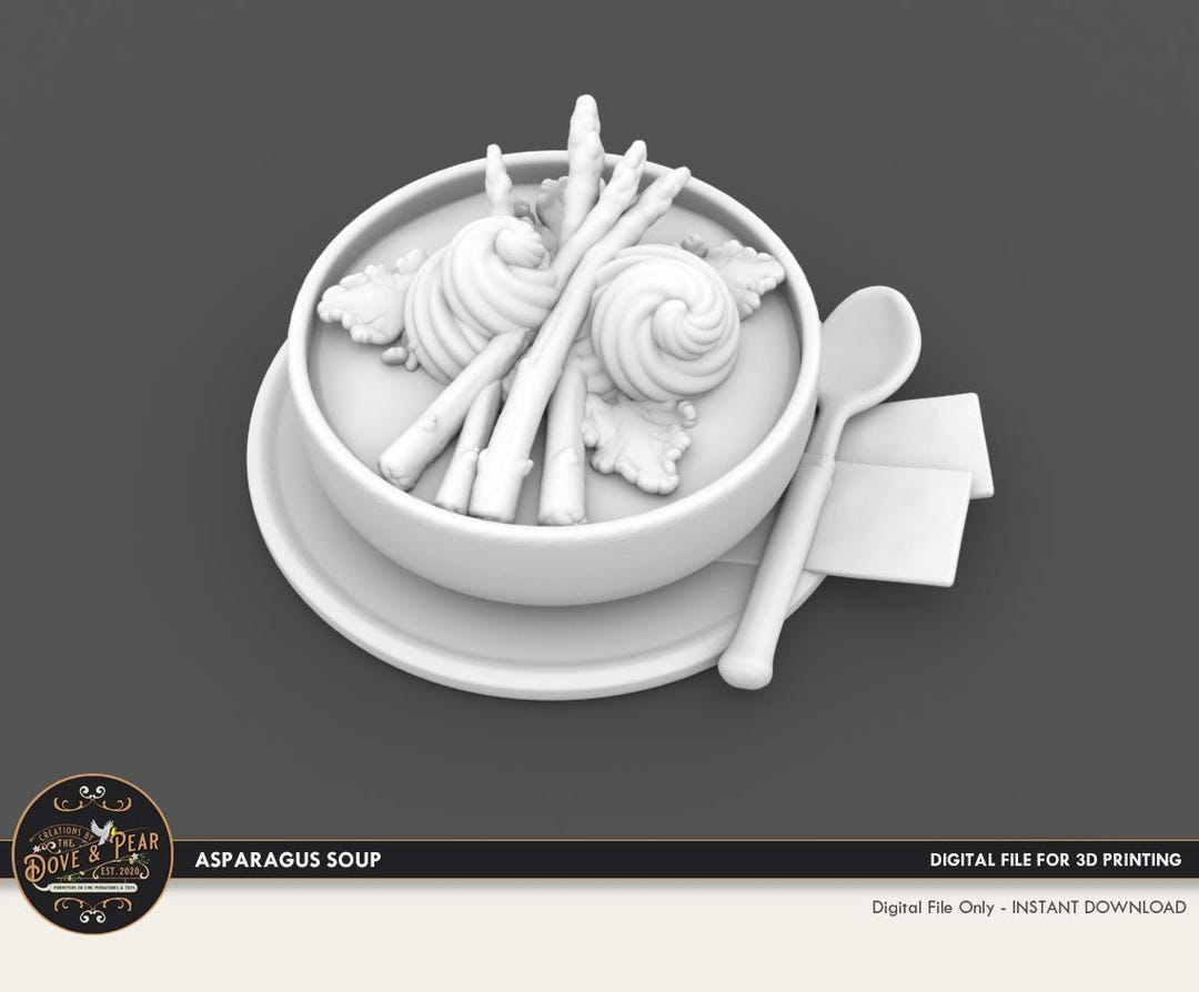 1:12 Asparagus Soup FOOD Dollhouse Miniature - 3D STL PRINT File ...
