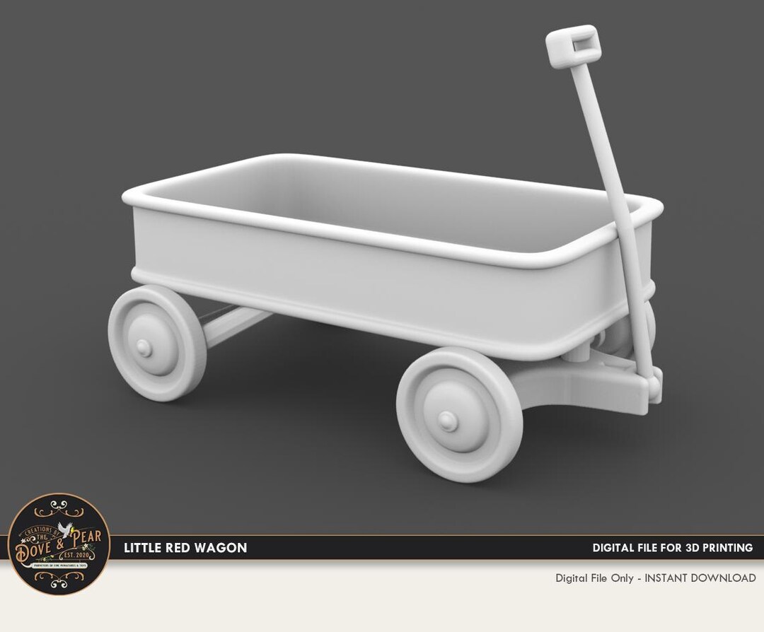 1:12 Little Red Wagon Dollhouse Miniature - 3D STL PRINT File Instant ...