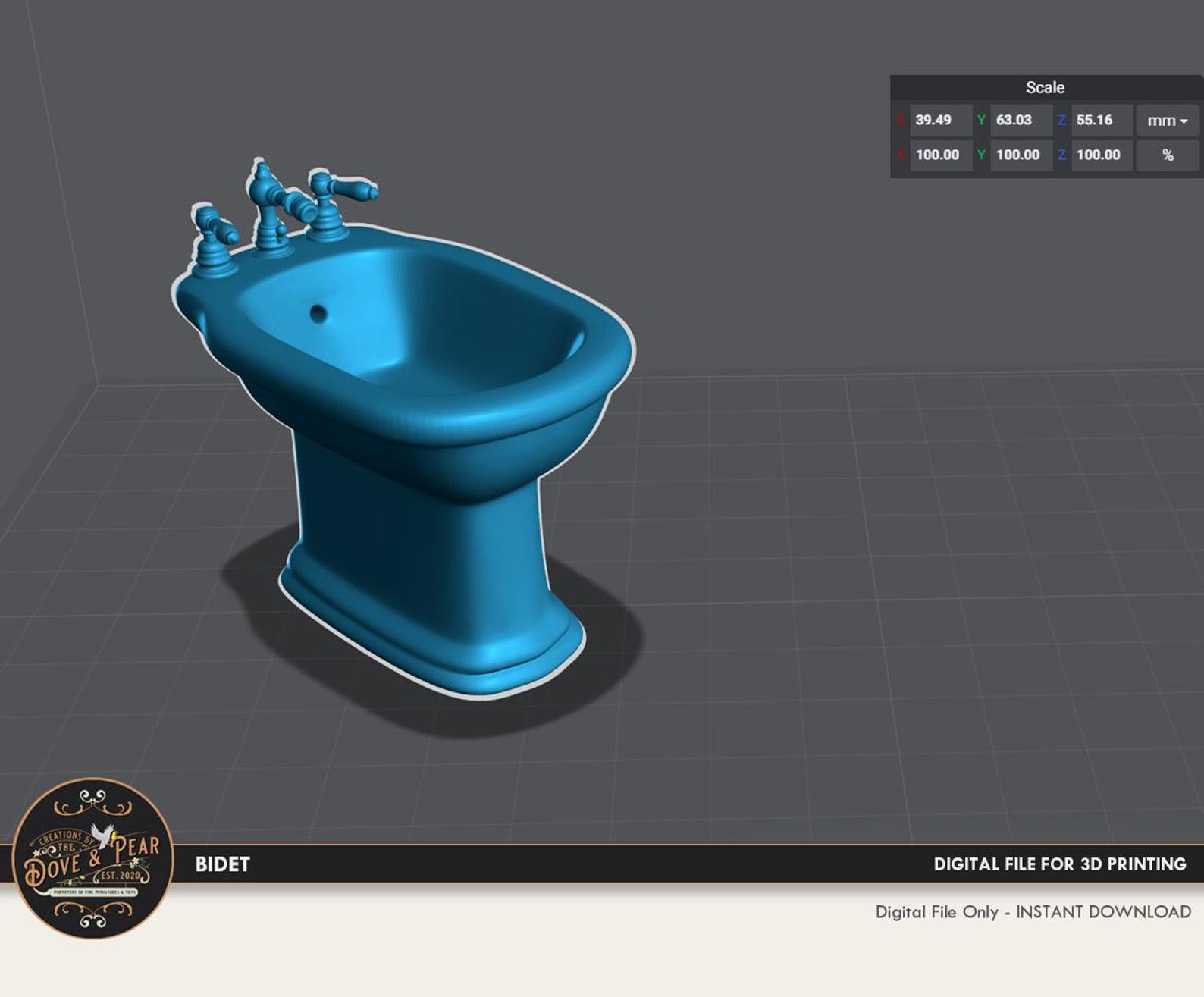 1:12 Bidet Dollhouse Miniature - 3D STL PRINT File Instant Download - Etsy