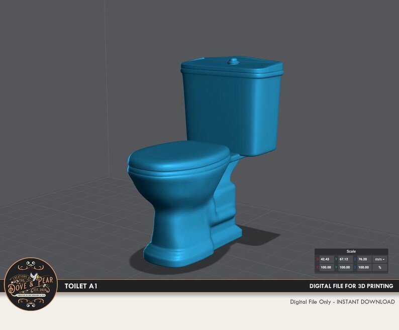 1:12 Toilet A1 Dollhouse Miniature - 3D STL PRINT File Instant Download ...