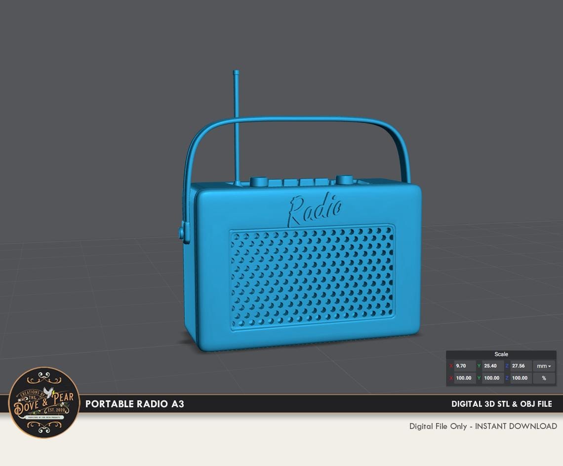 1:12 Portable Radio A3 Dollhouse Miniature - 3D STL PRINT File Instant ...