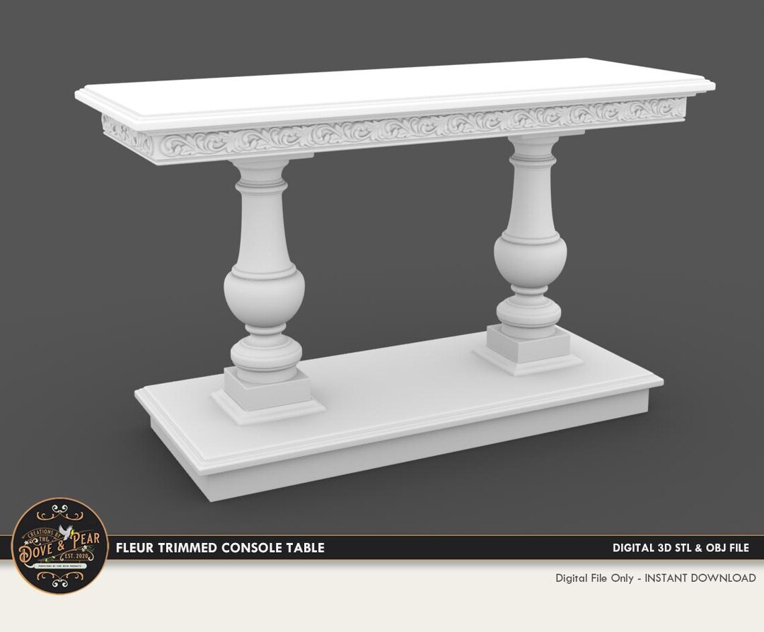 1:12 Fleur Trimmed Console Table Dollhouse Miniature - 3D STL PRINT File Instant Download - Etsy