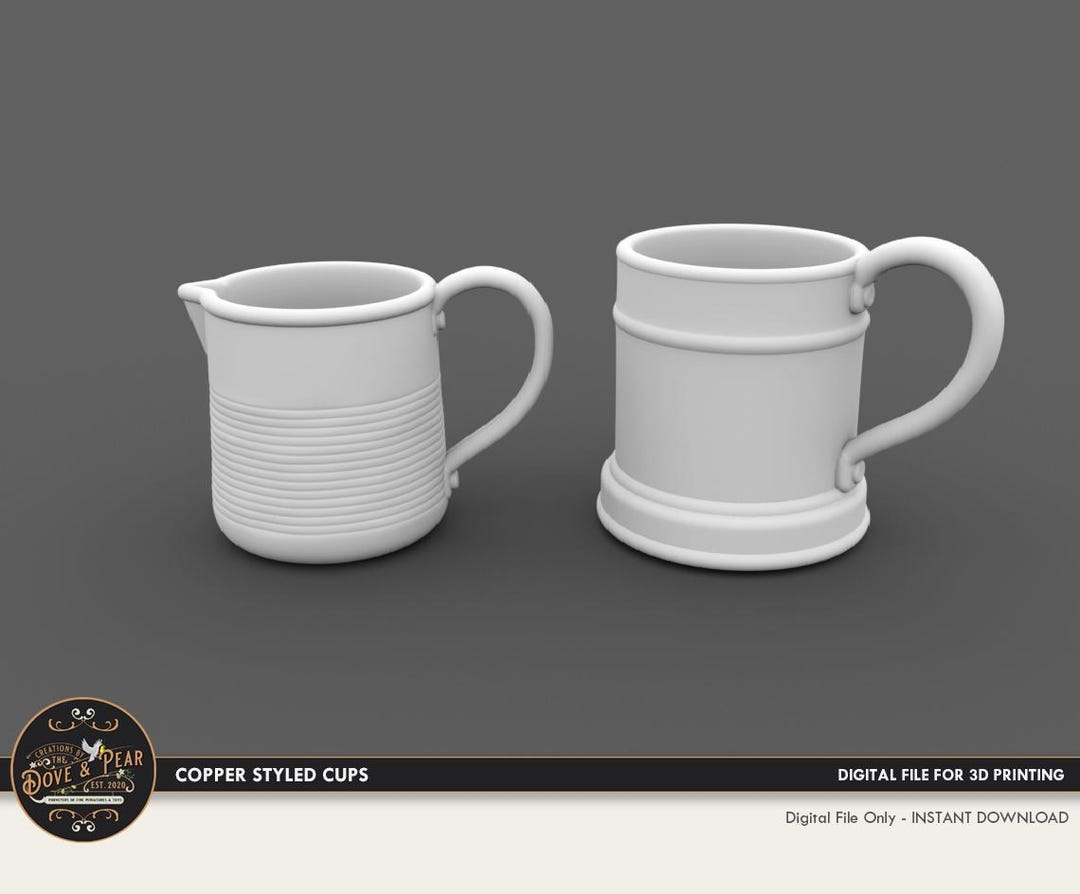 1:12 Copper Cups Dollhouse Miniature - 3D STL PRINT File Instant ...