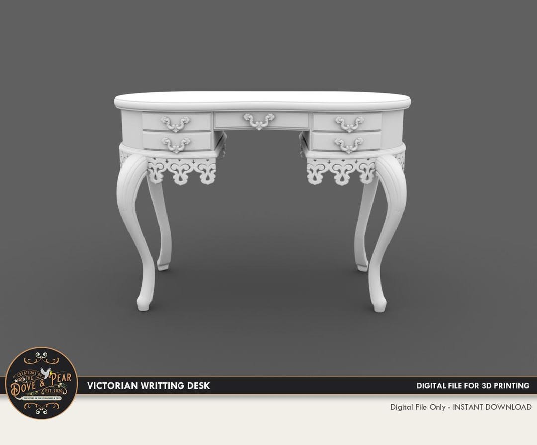 1:12 Victorian Writing Desk Dollhouse Miniature - 3D STL PRINT File ...