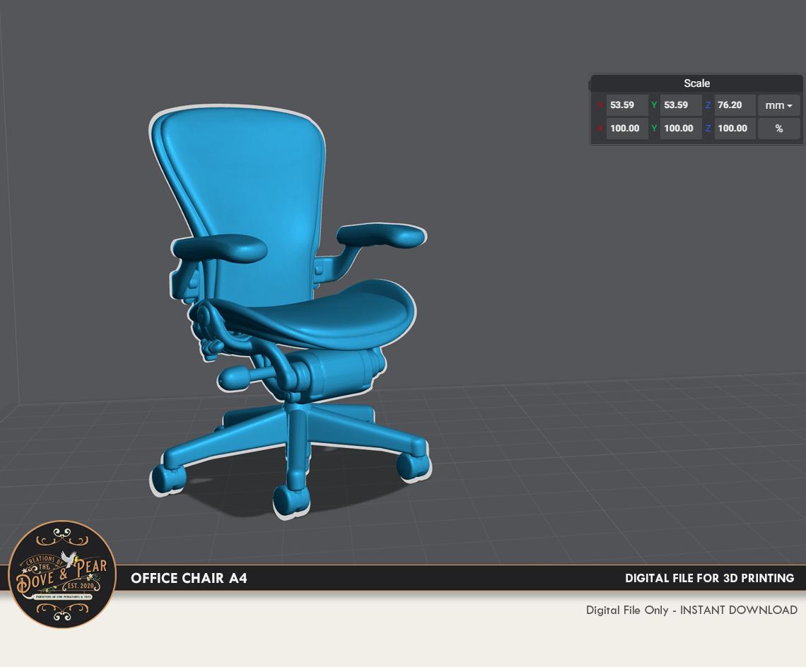 1:12 Office Chair A4 Dollhouse Miniature - 3D STL PRINT File Instant ...