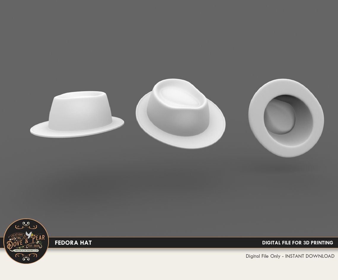 1:12 Fedora Hat Dollhouse Miniature 3D STL PRINT File Instant Download ...