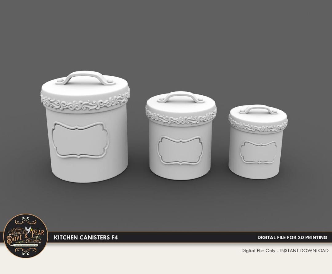 1:12 Kitchen Canisters F4 Jars Flour Sugar Dollhouse Miniature - 3D STL ...