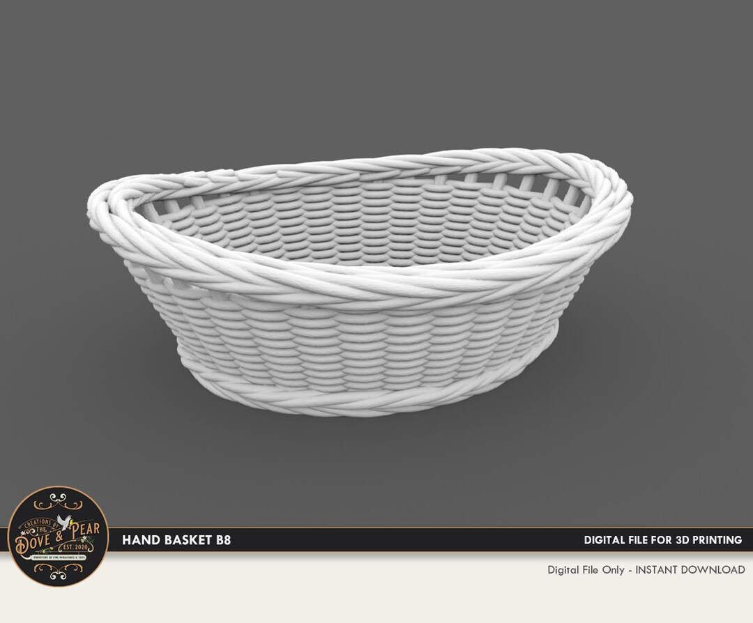 1:12 Hand Basket B8 Dollhouse Miniature - 3D STL PRINT File Instant ...