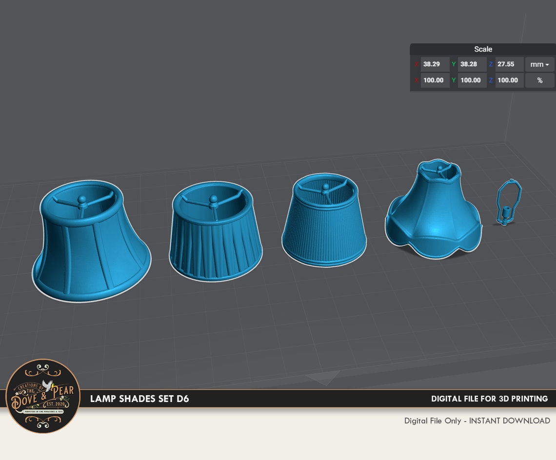 1:12 Lamp Shades Set D6 Dollhouse Miniature 3D STL PRINT File Instant ...