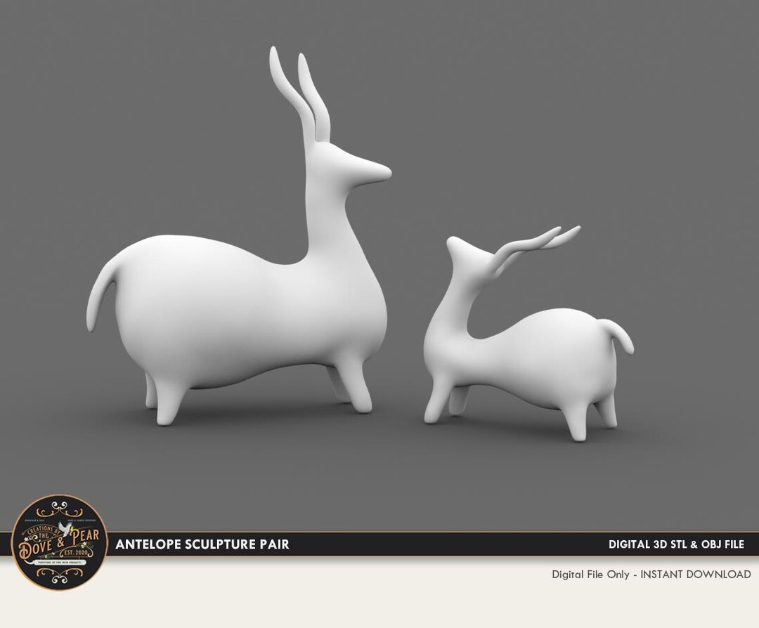 1:12 Antelope Sculpture Decor Dollhouse Miniature - 3D STL PRINT File ...