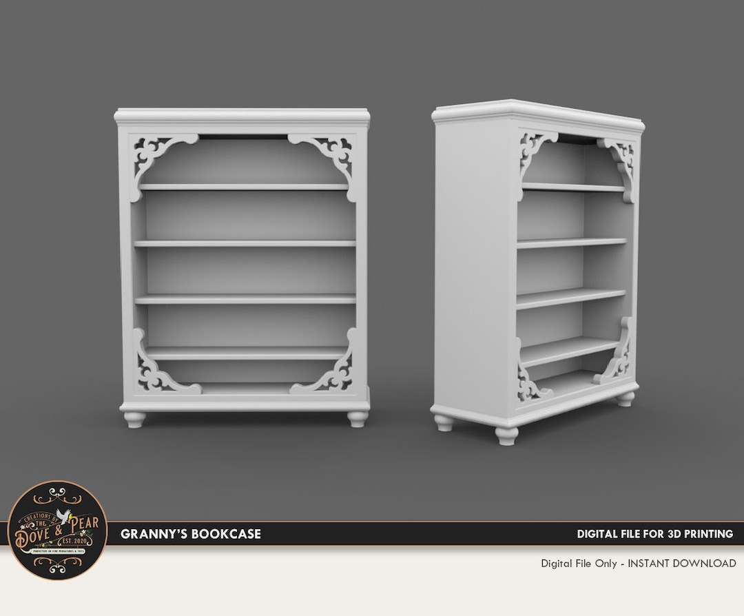 1:12 Granny's Bookcase Shelf Dollhouse Miniature - 3D STL PRINT File ...