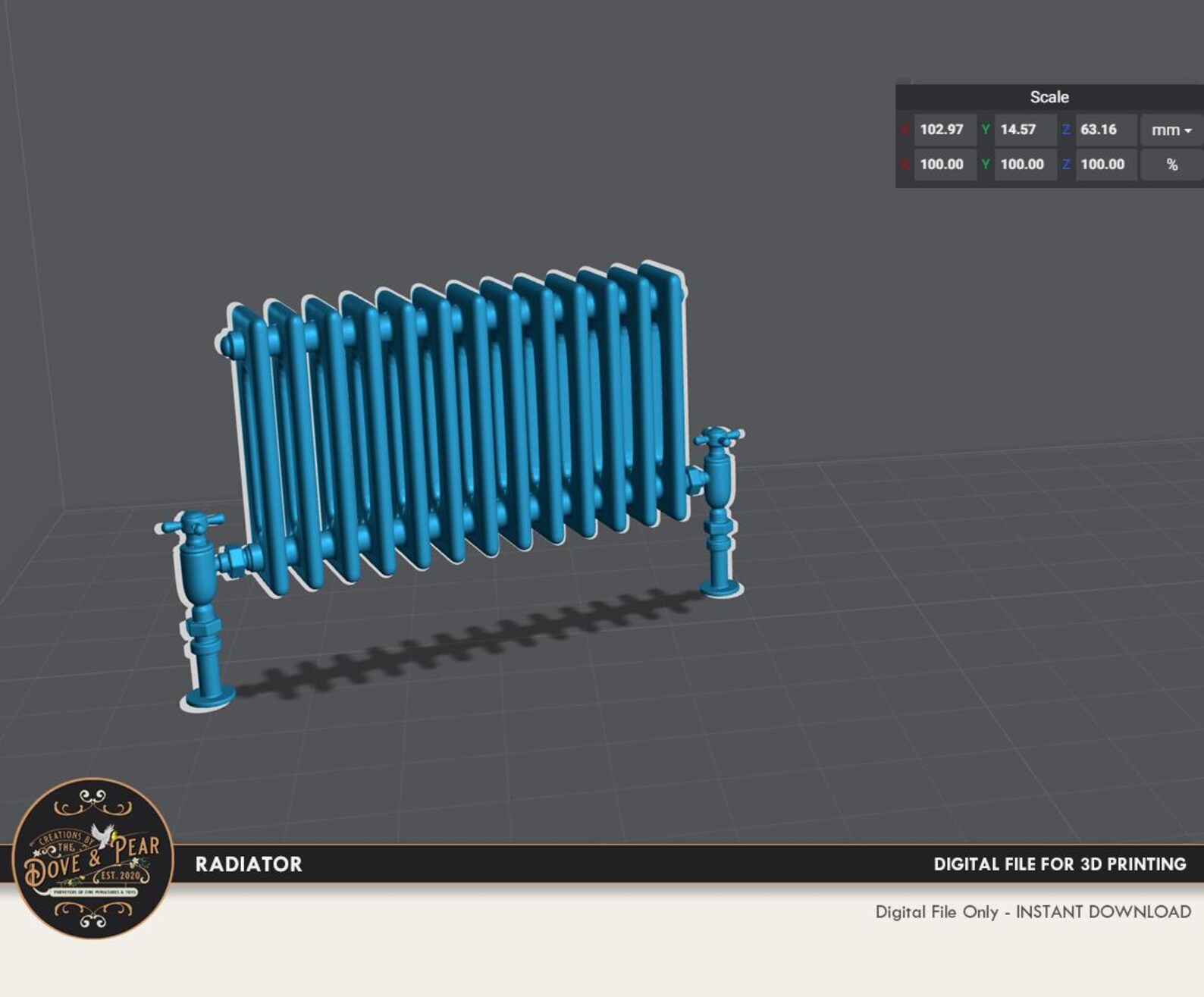 1:12 Radiator Heater Dollhouse Miniature - 3D STL PRINT File Instant ...
