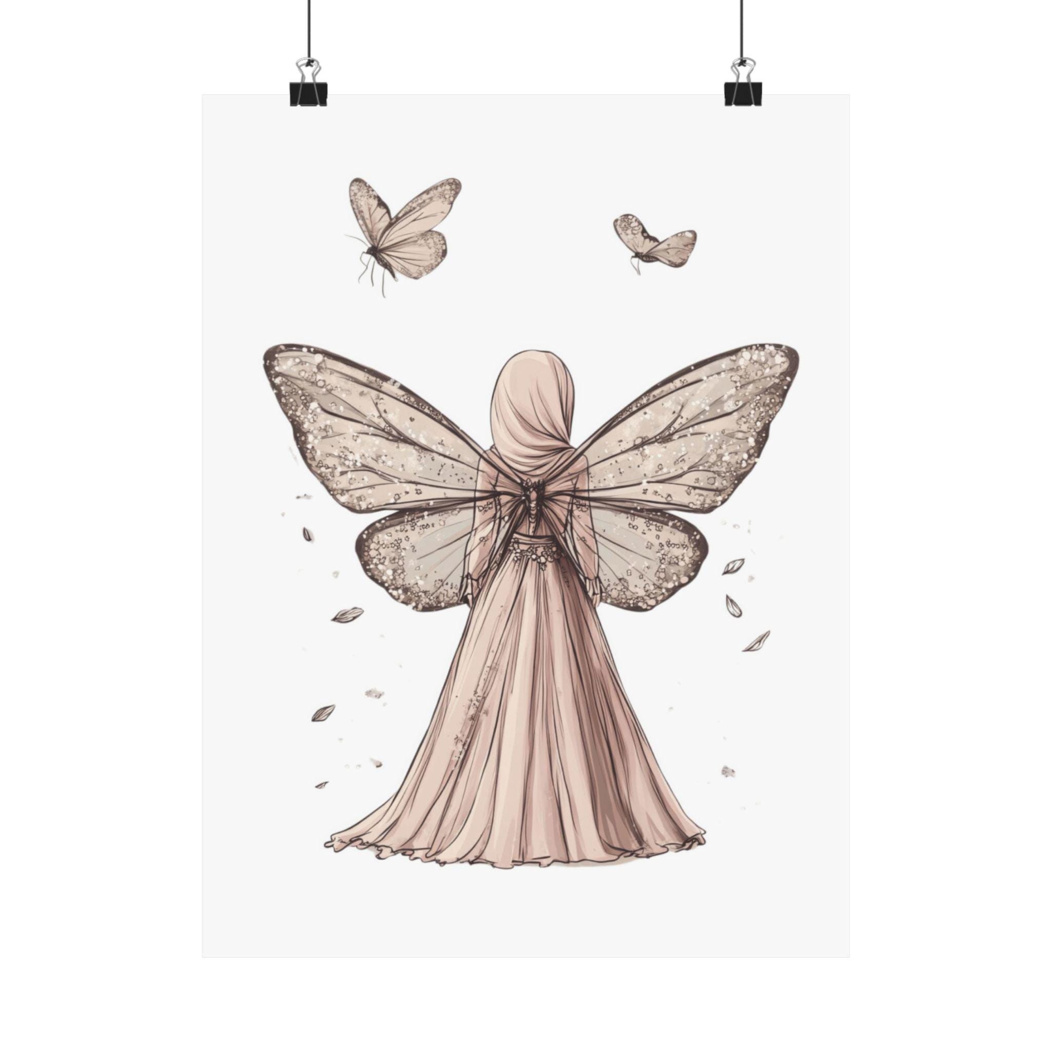 Elegant Hijabi Fairy Wall Art | Islamic Wall Art Decor Print | Hijab ...