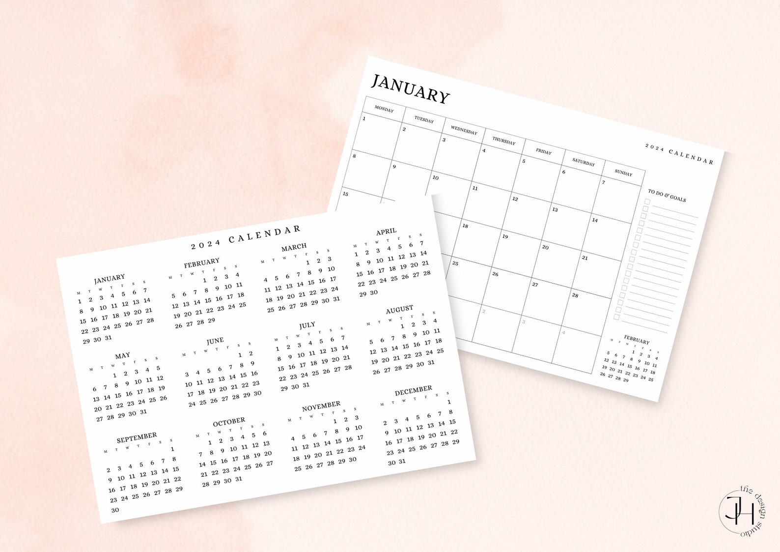 Printable Minimalist Calendar 2024, Calendar 2024 Printable, Monthly ...