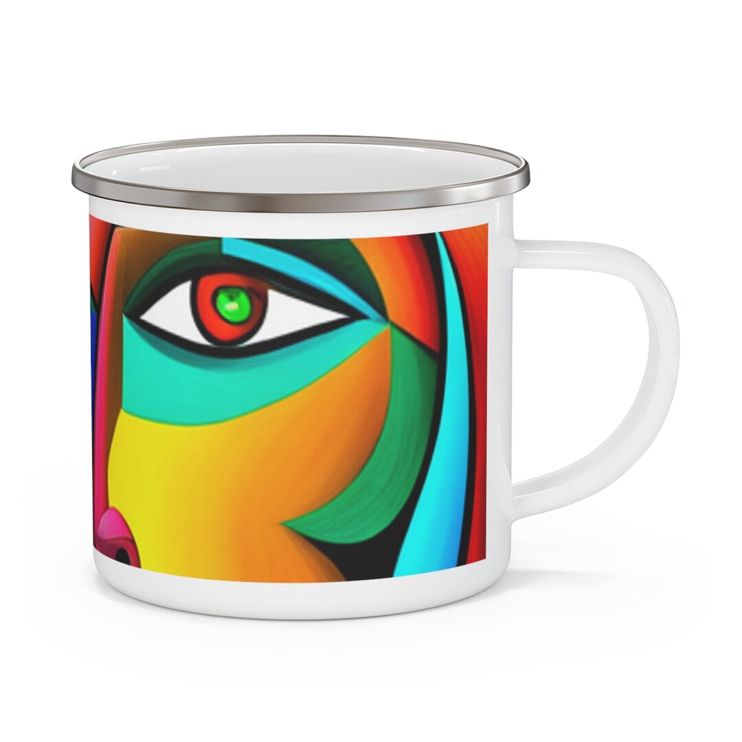 Picasso Inspired Design Enamel Camping Mug - Etsy