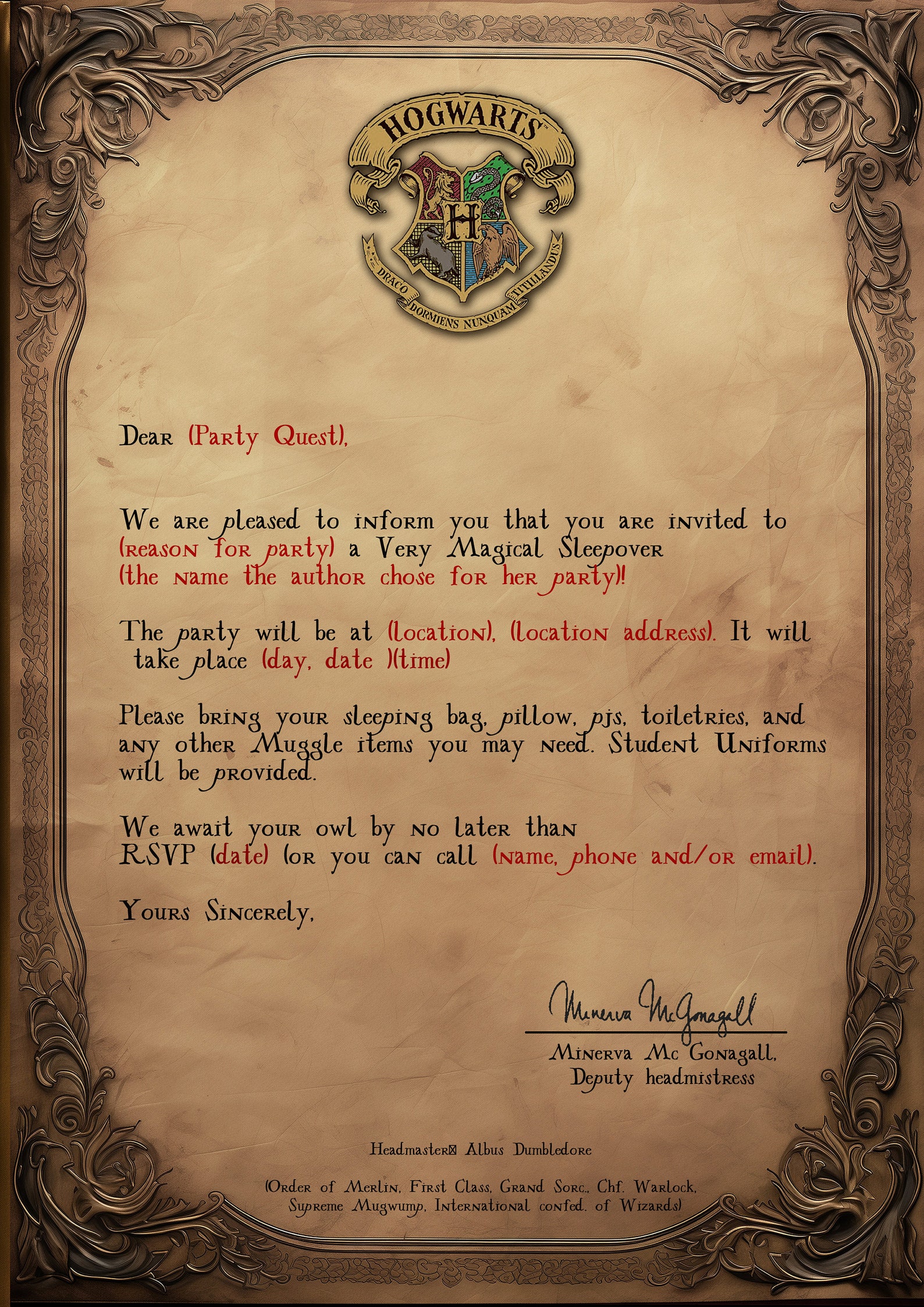 Harry Potter Editable Birthday Party Bundle, Hogwarts Invitation ...