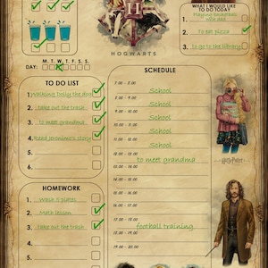 Harry Potter Timetable, Daily Planner, Weekly Planner, Daily Motivator ...